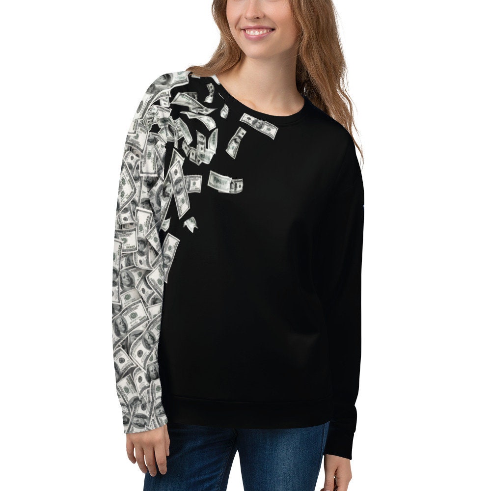 100 US Dollar Bill Sweater Unisex Sweater Dollar Print - Etsy