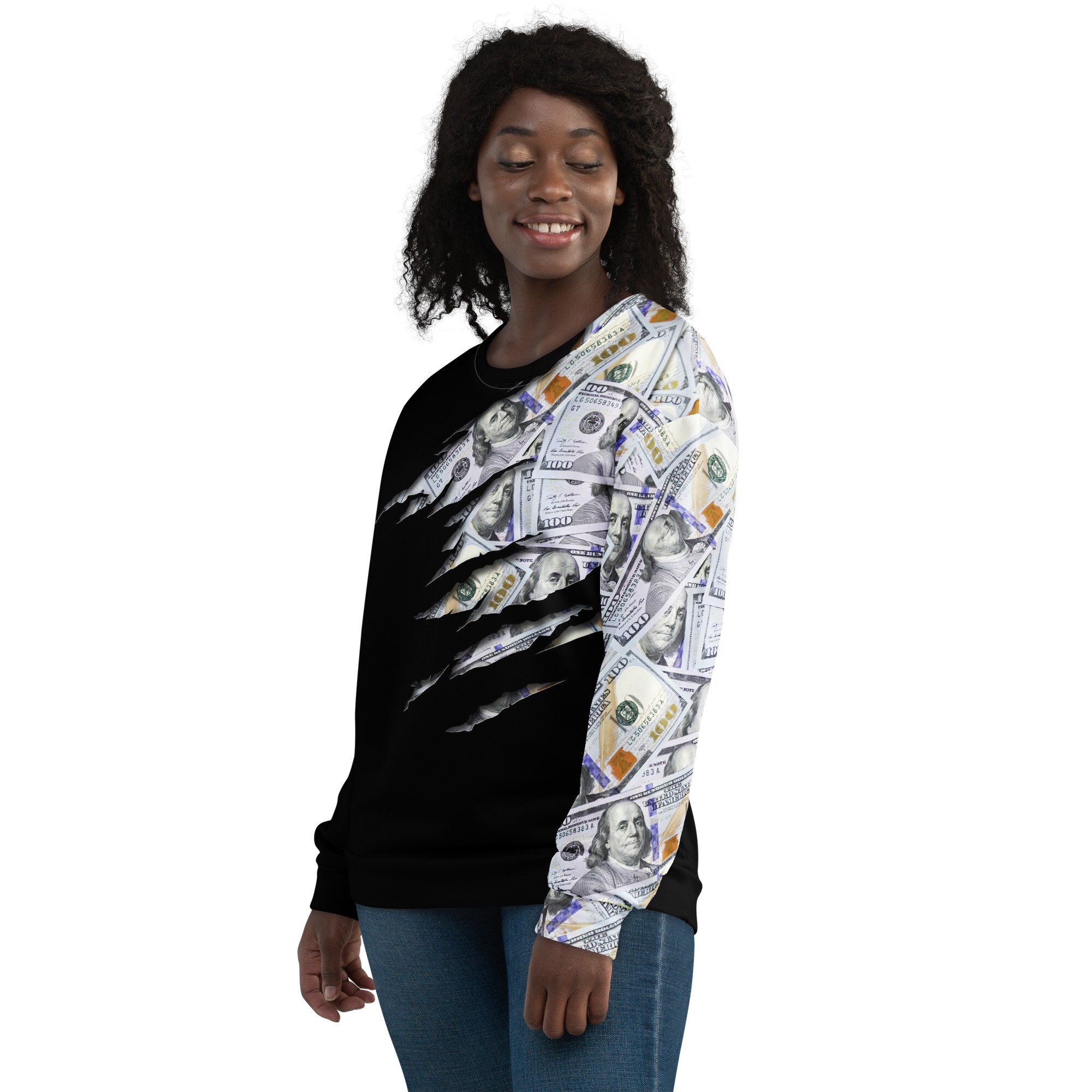 100 US Dollar Bill Sweater-unisex Sweater. Dollar Print - Etsy