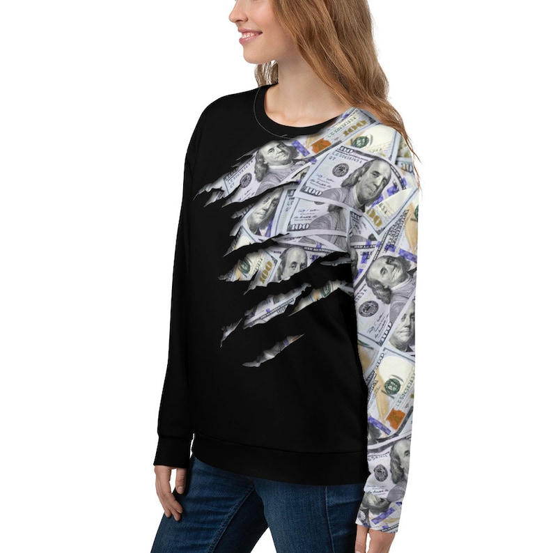 100 US Dollar Bill Sweater-unisex Sweater. Dollar Print - Etsy