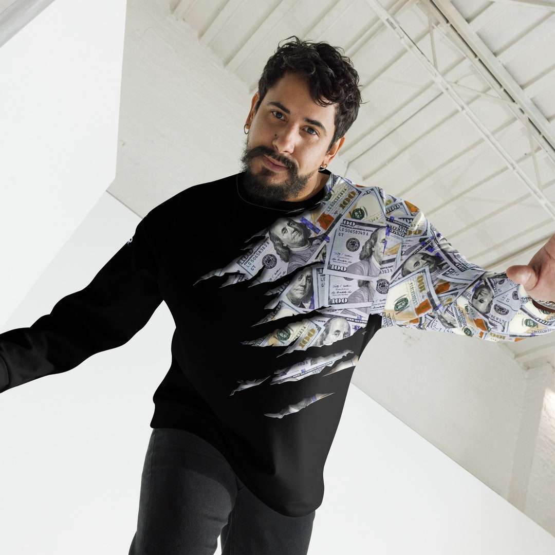 100 US Dollar Bill Sweater-unisex Sweater. Dollar Print - Etsy