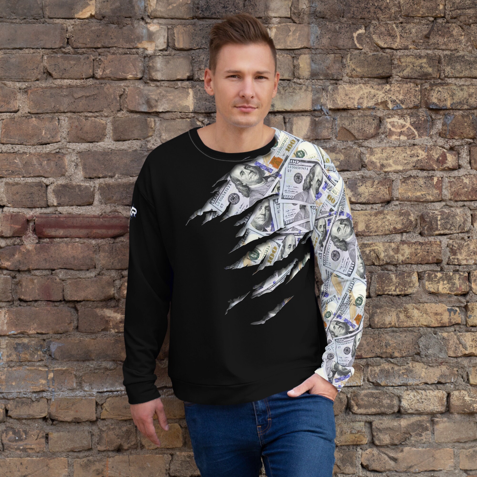 100 US Dollar Bill Sweater-unisex Sweater. Dollar Print - Etsy