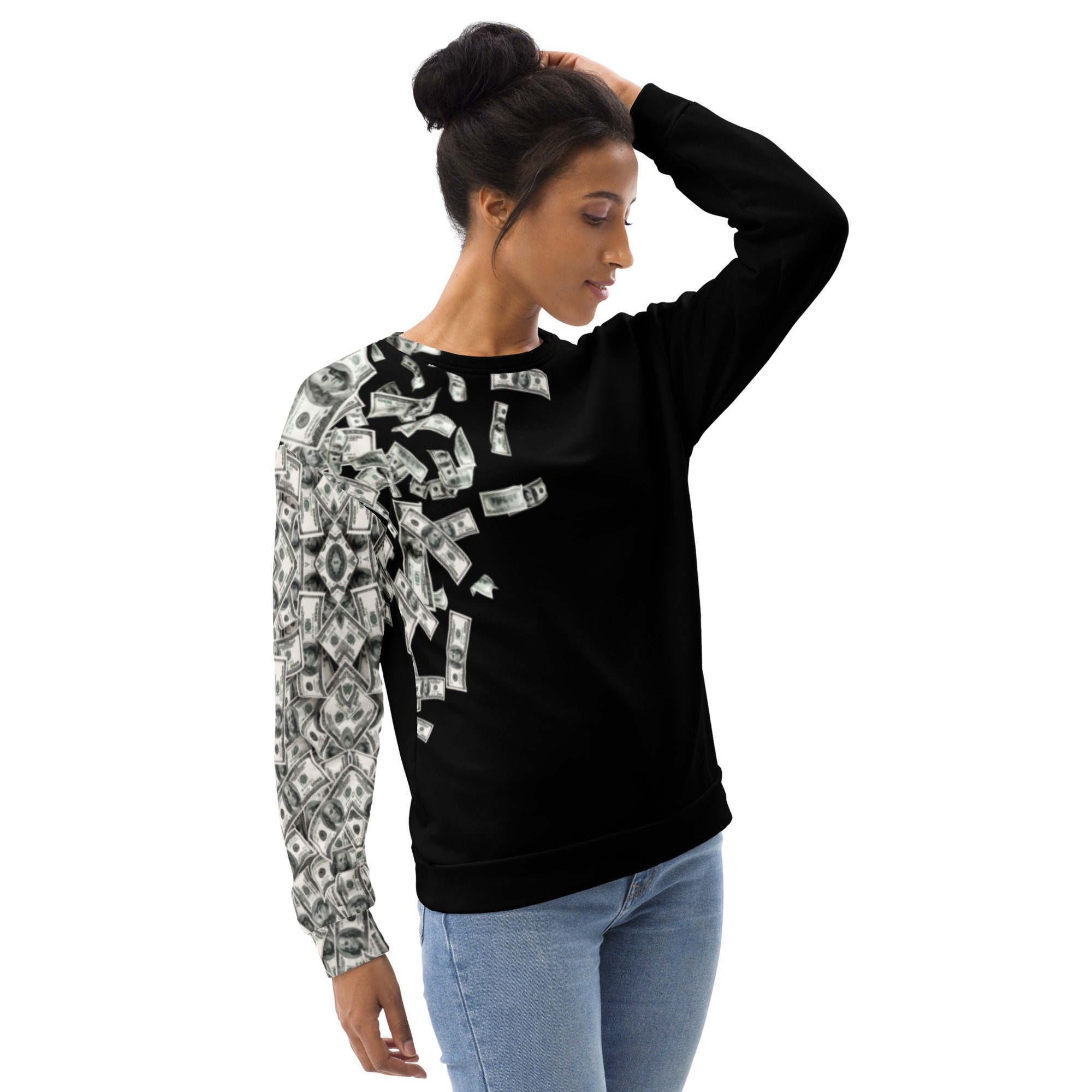 100 US Dollar Bill Sweater Unisex Sweater Dollar Print - Etsy