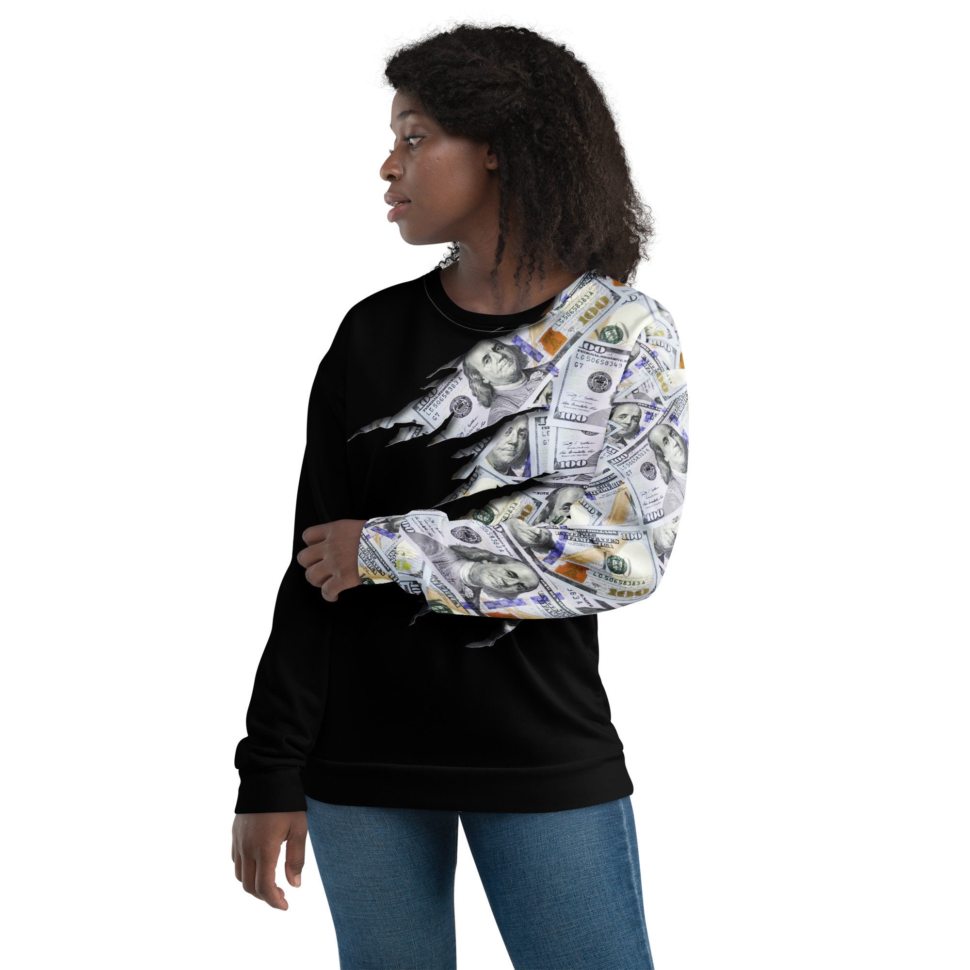 100 US Dollar Bill Sweater-unisex Sweater. Dollar Print - Etsy