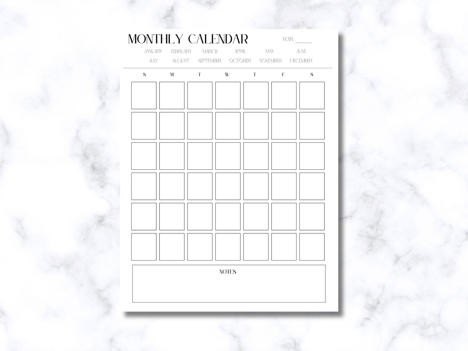 Monthly Calendar Planner Template Blank Calendar Fill in Date ...