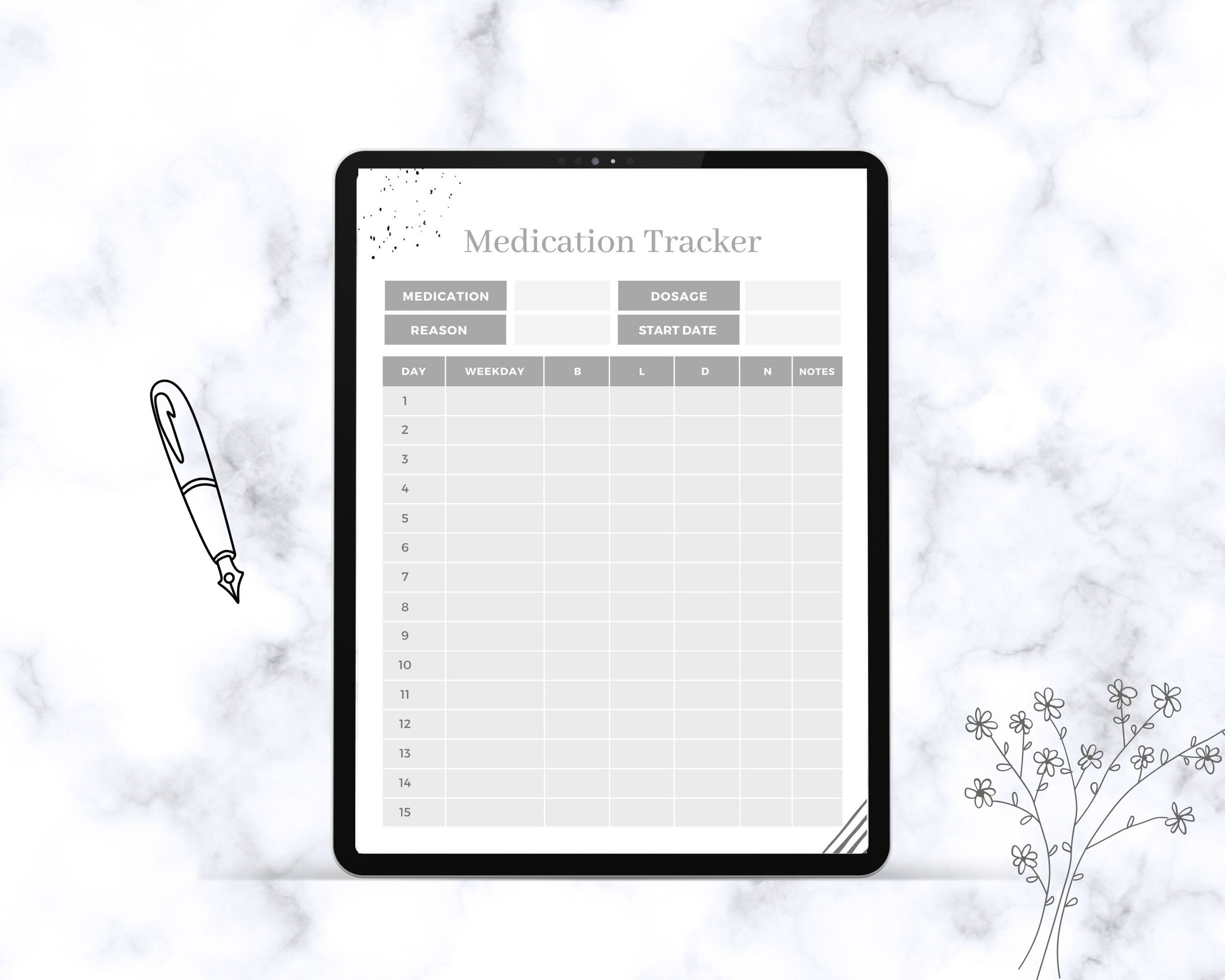 Medication Tracker, Minimal Daily Medication Log - Etsy