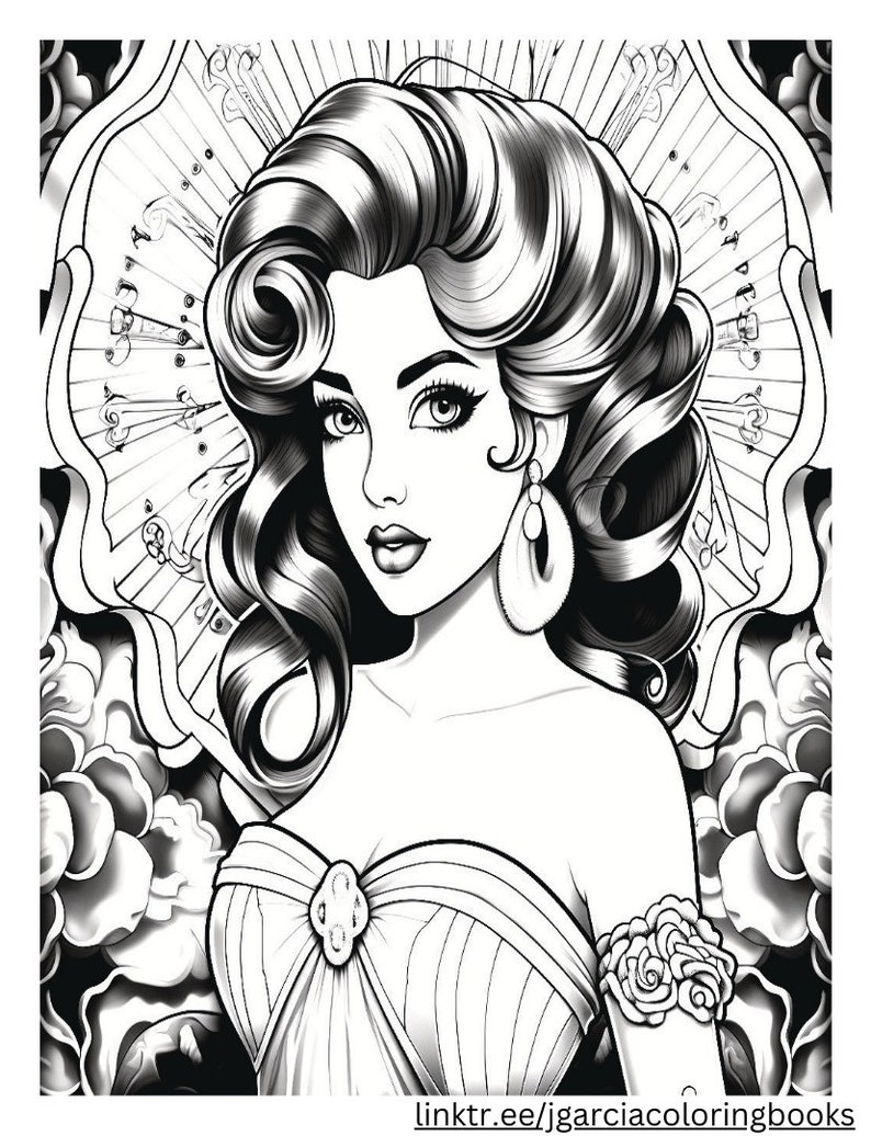 Empowering Elegance, A Pin-up Coloring Book: Celebrating Women of ...