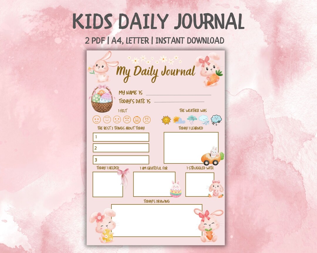 Kids Daily Journal Printable Journal for Kids Diary for Children Kids ...