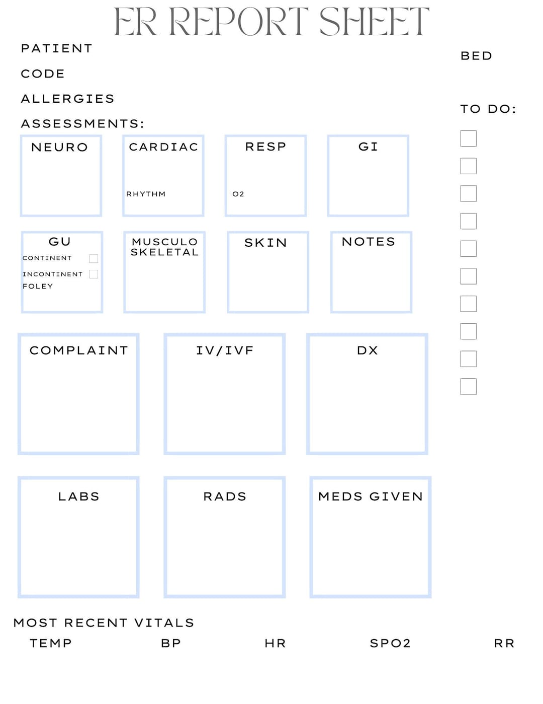 New Graduate ER Nurse Report Sheet - Etsy