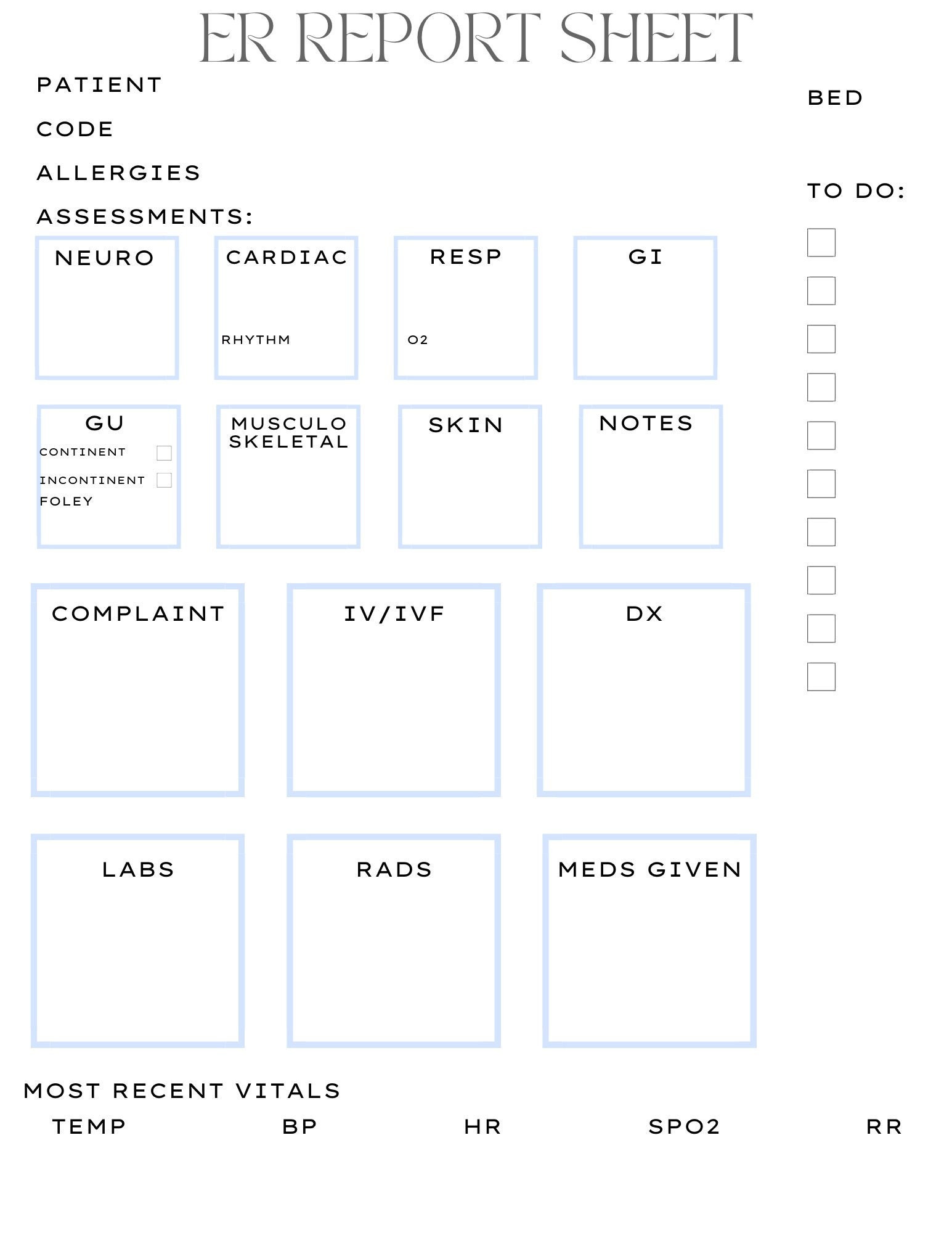 New Graduate ER Nurse Report Sheet - Etsy
