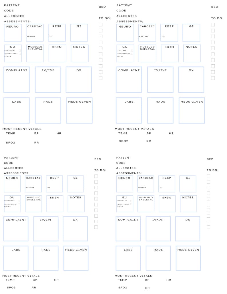 New Graduate ER Nurse Report Sheet - Etsy