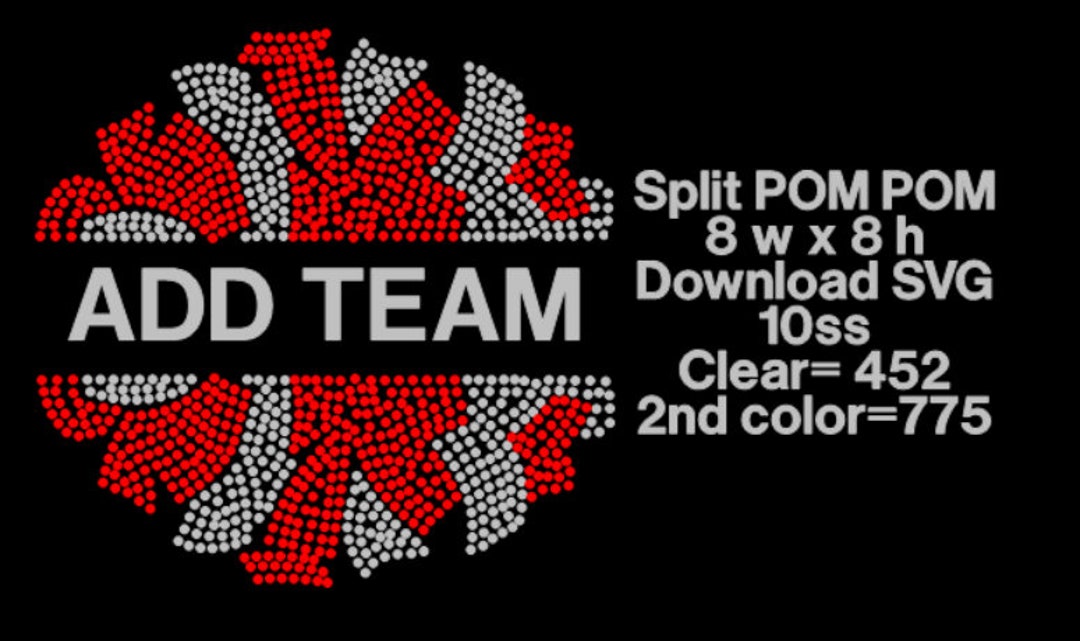 Split Cheer Pom SVG Download, Rhinestone Svg File, Digital File, Cheer ...
