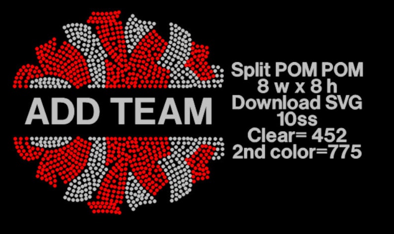 Split Cheer Pom SVG Download, Rhinestone Svg File, Digital File, Cheer ...