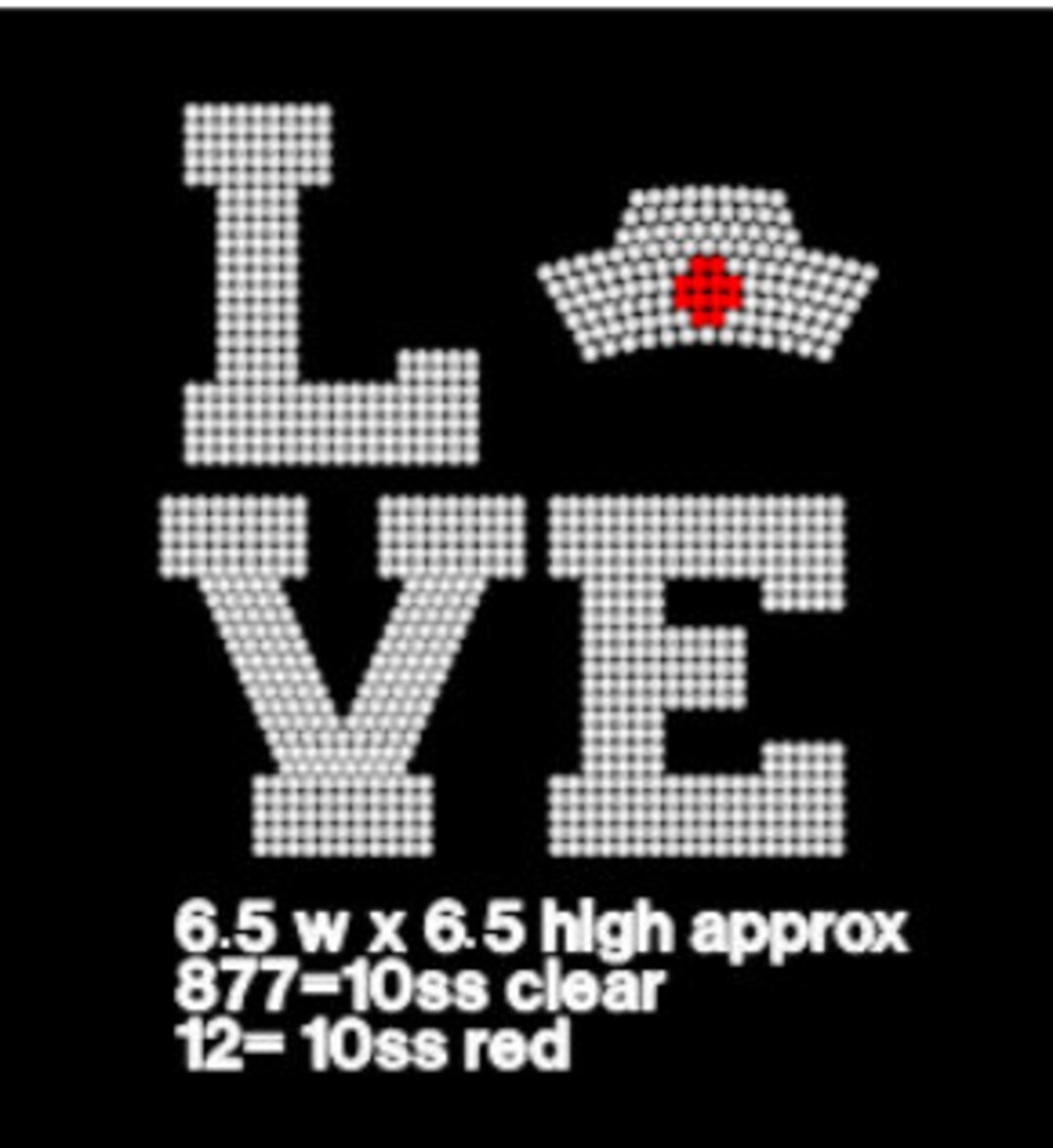 Rhinestone Love With Nurse Hat SVG Download, Rhinestone Svg File ...