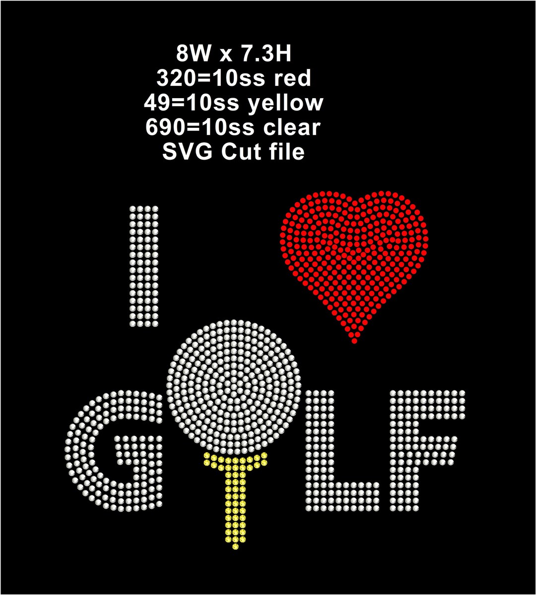 I Heart Golf SVG Download, Rhinestone Svg File, Digital File, Golf Svg ...