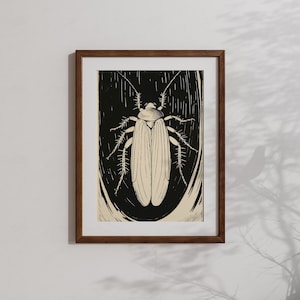 Cockroach | Franz Kafka Book Poster, Vintage Insect Linocut Print ...