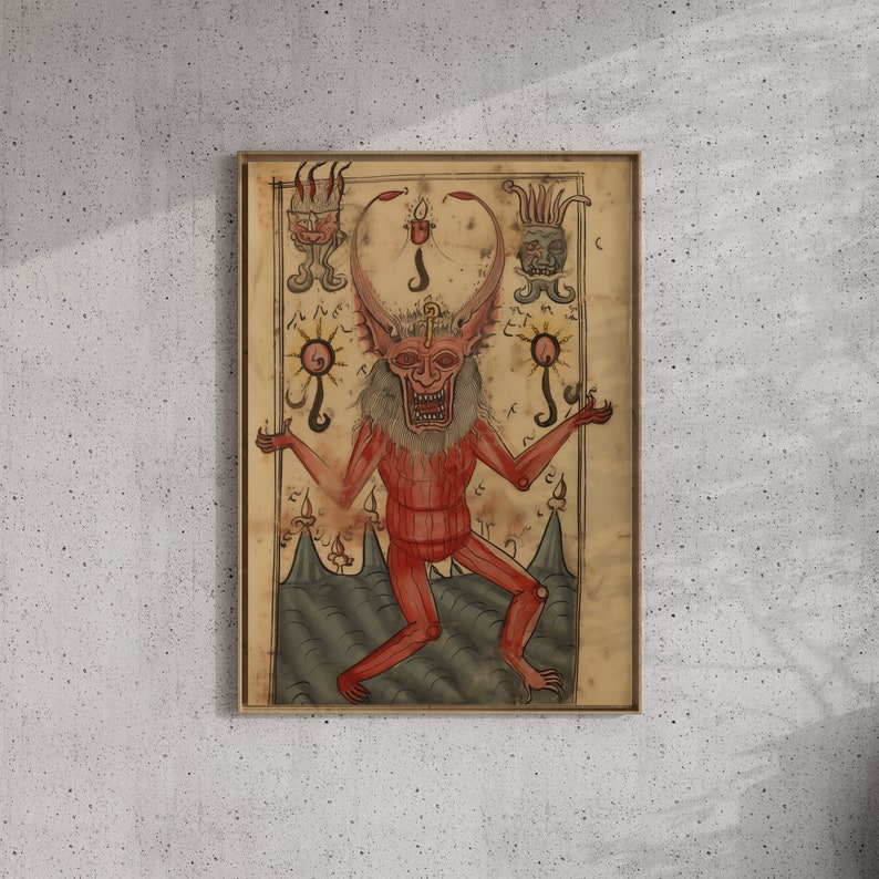 Medieval Devil Red Devil, Medieval Art, Gothic Decor - Etsy