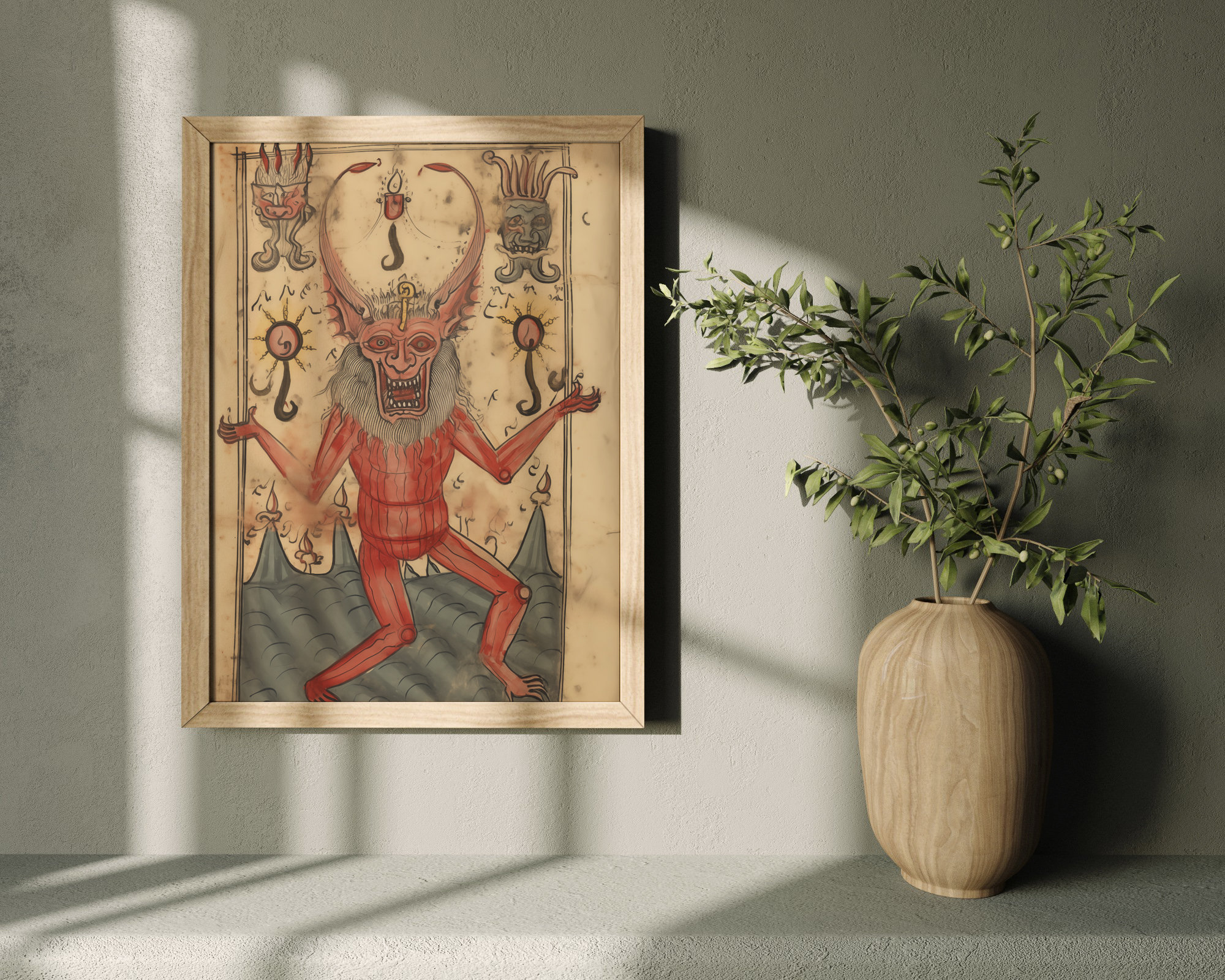 Medieval Devil Red Devil, Medieval Art, Gothic Decor - Etsy