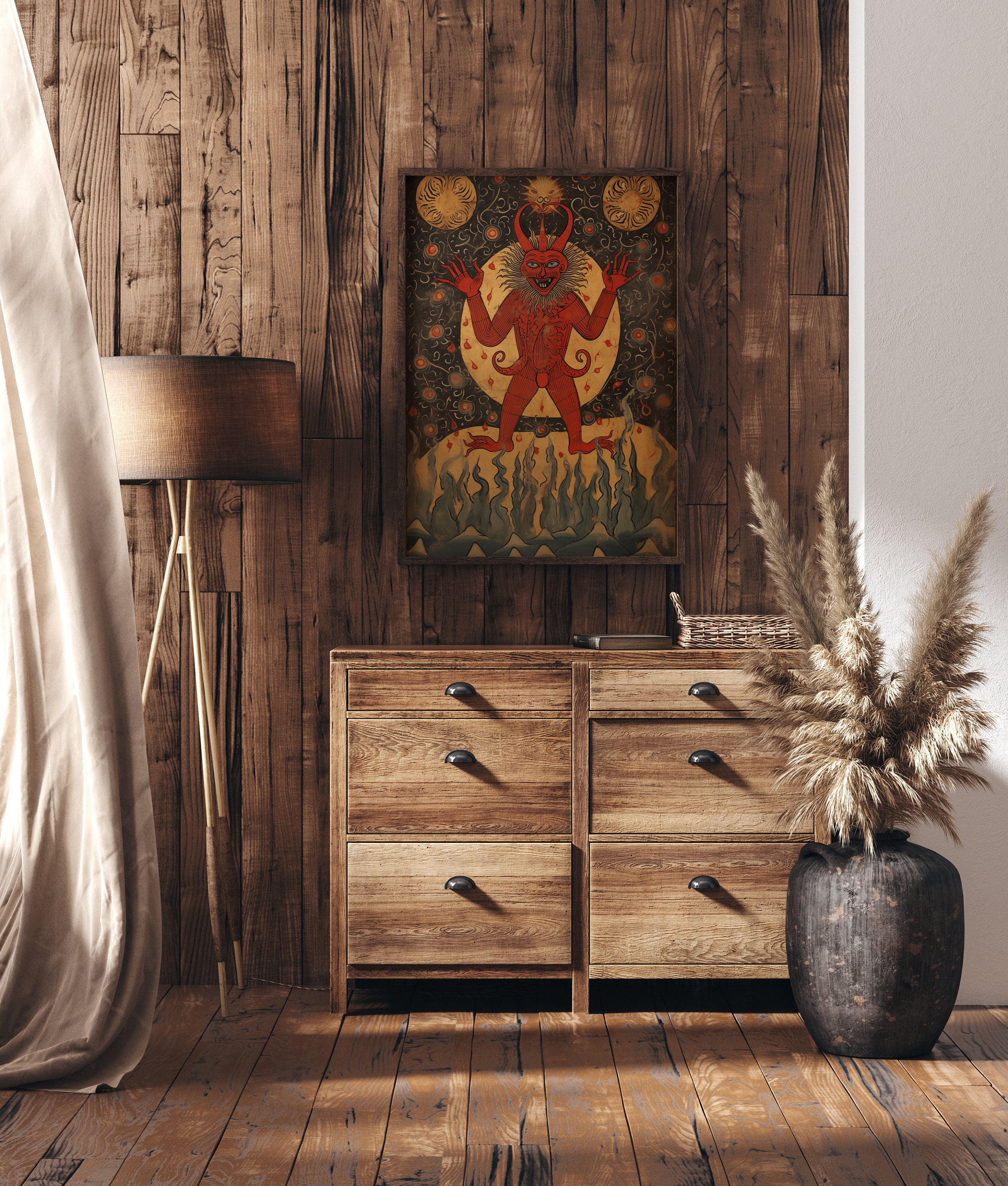 Red Devil Medieval Art, Goth Decor, Satan Ornament, Digital Download - Etsy