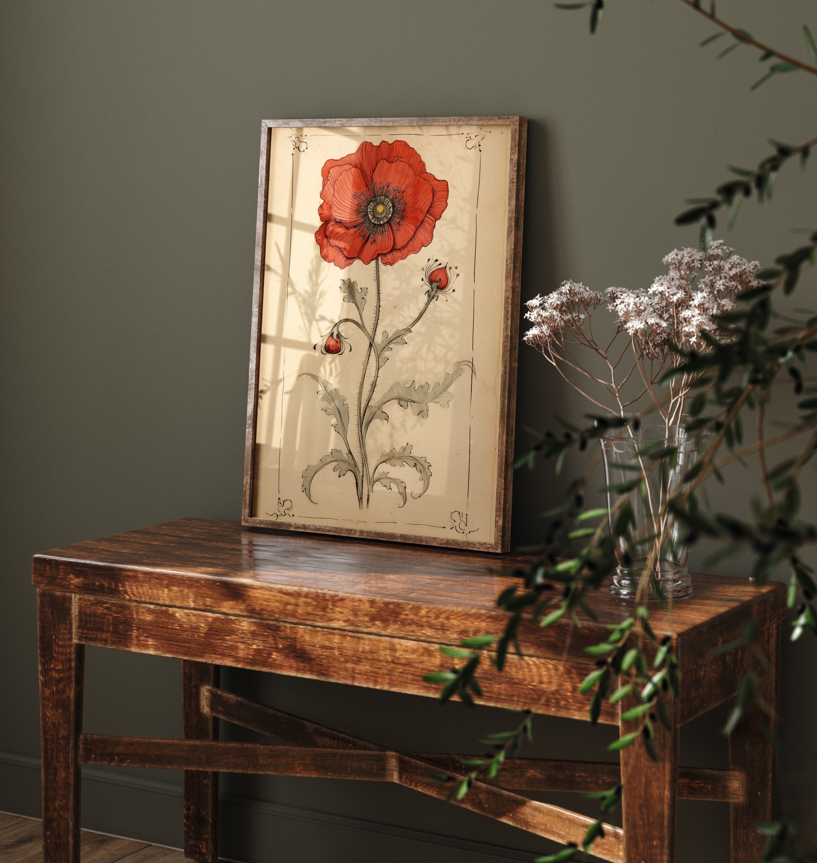 Poppy Art Medieval Style, Poppy Art, Spring Awakening, Trending Now - Etsy