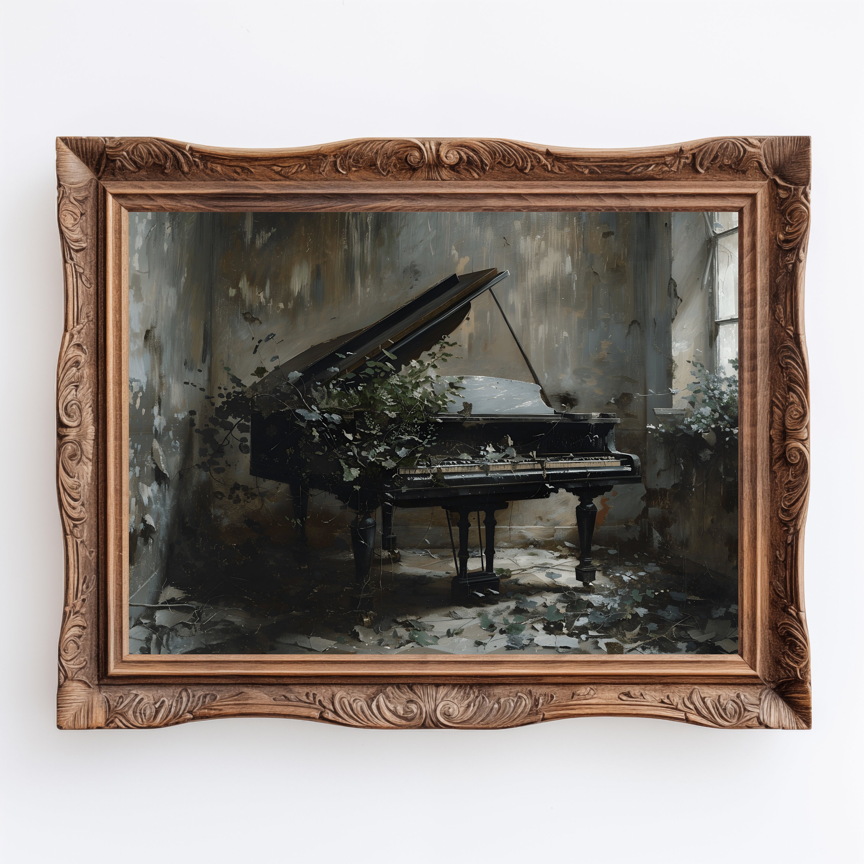 Piano | Overgrown Piano Poster, Dark Coquette Moody Floral Print ...