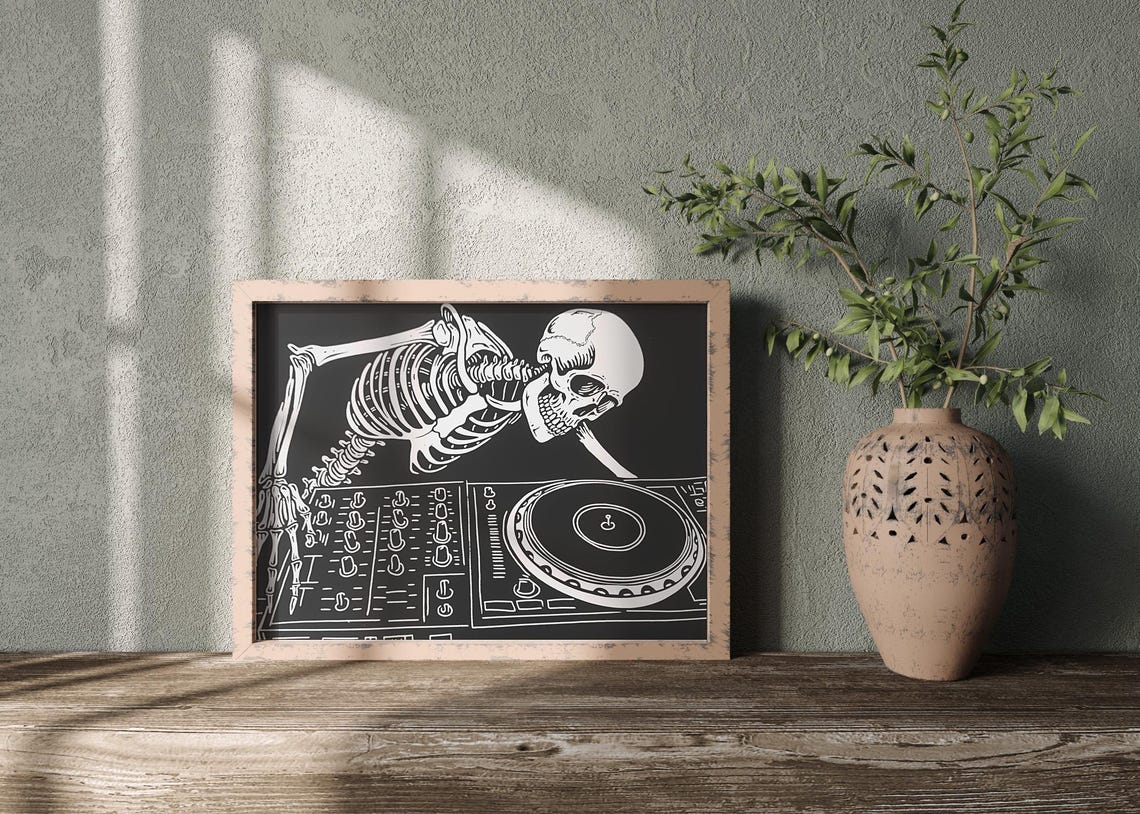 Mad Sounds Skeleton DJ Goth Dorm Wall Decor, Vintage Aesthetic ...