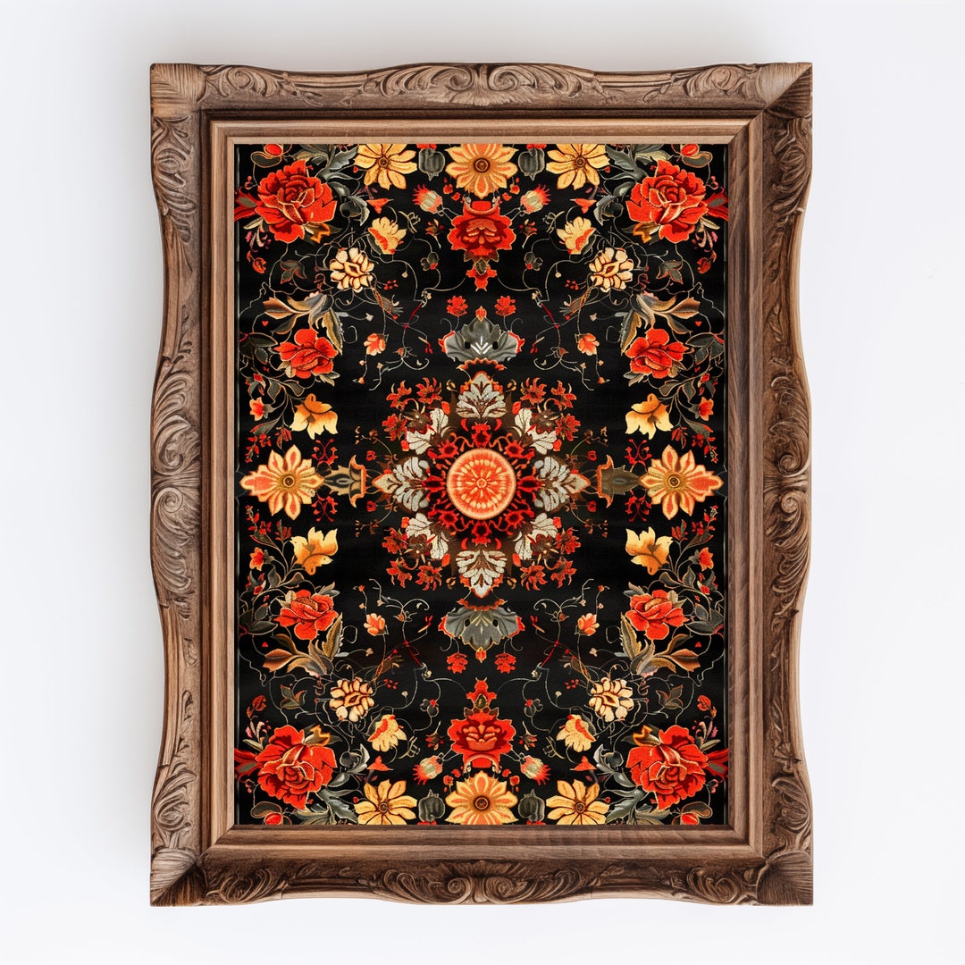 Floral Tapestry | Printable Vintage Textile Wall Art Print, Digital ...
