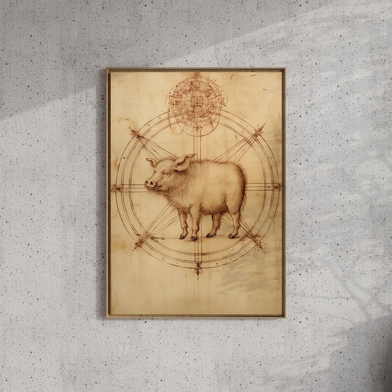 Vitruvian Pig | Leonardo Da Vinci Inspired, Renaissance Print, Pig Art ...