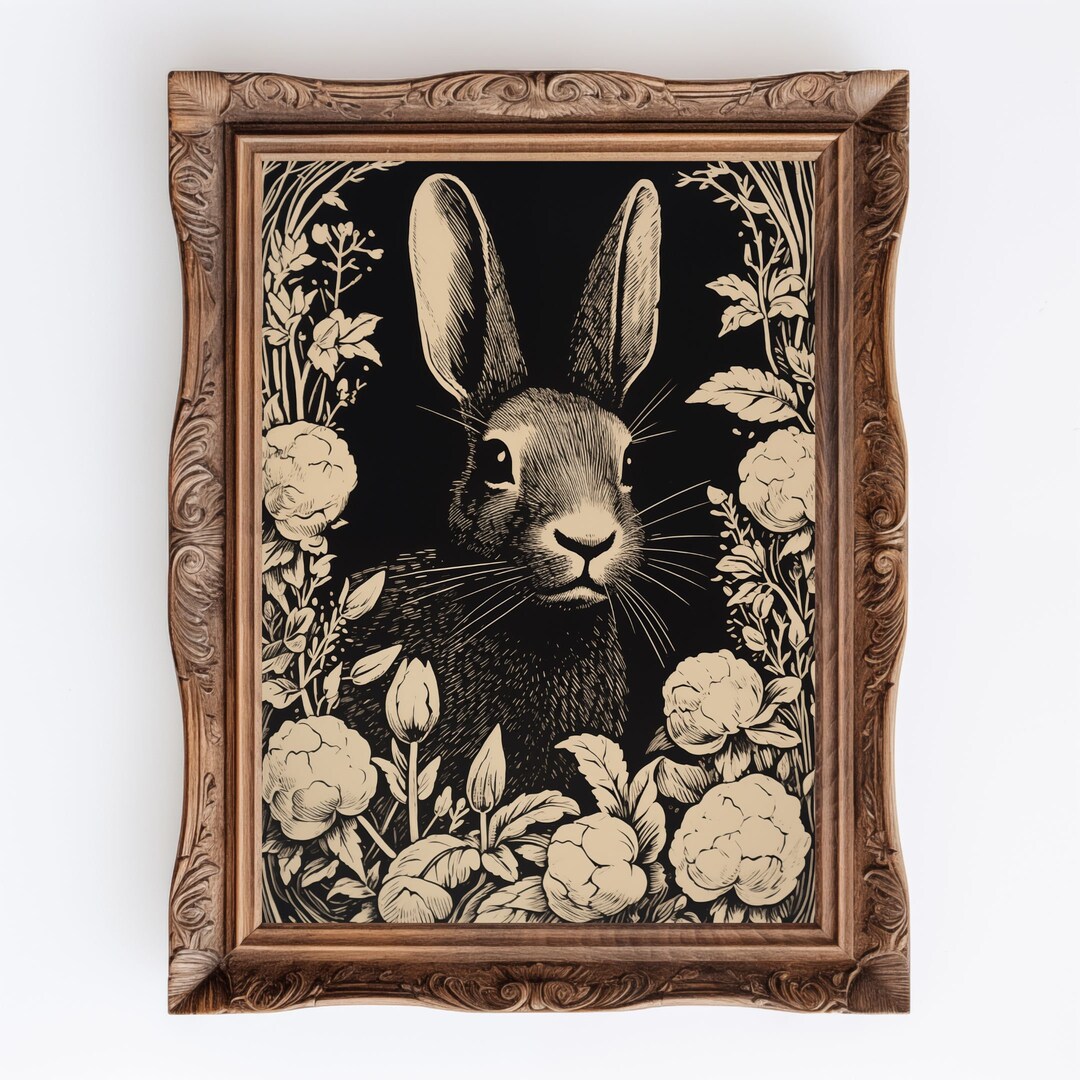 Bunny | Easter Bunny, Linocut Print, Easter Decor, Bunny Rabbit - Etsy