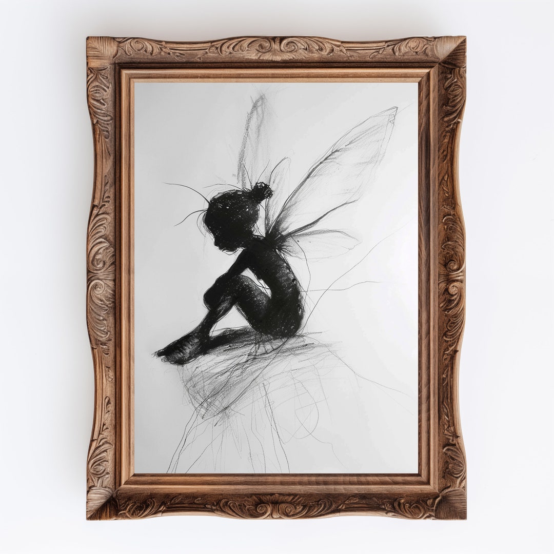Whimsigoth Fairy Sketch Art Print: Witchy Wall Decor (digital Download ...