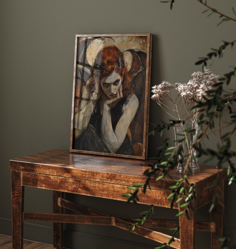Lilith Redhead Painting: Moody Divine Feminine Art (digital Download ...