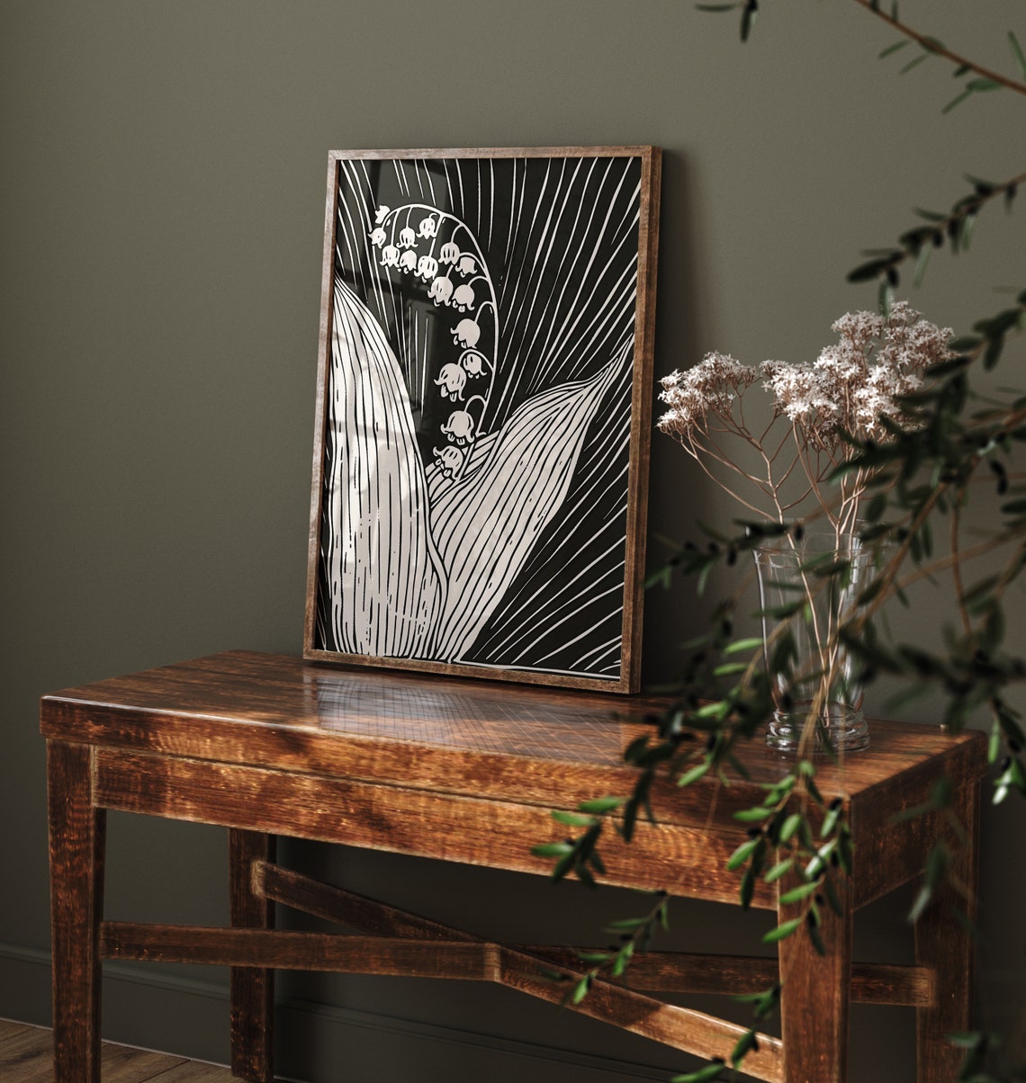 Lily Linocut Herbarium Lily of the Valley Art Linocut, Coquette Room ...