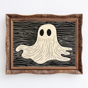 Spooky Ghost Linocut Print Set: Vintage Halloween Art (digital Download ...
