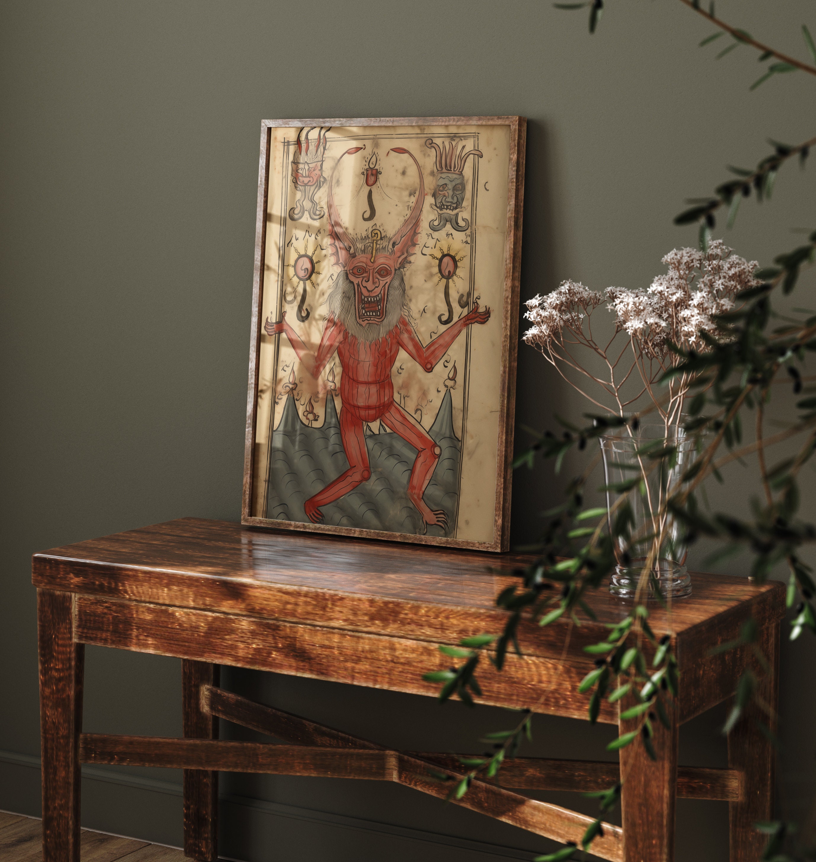 Medieval Devil Red Devil, Medieval Art, Gothic Decor - Etsy