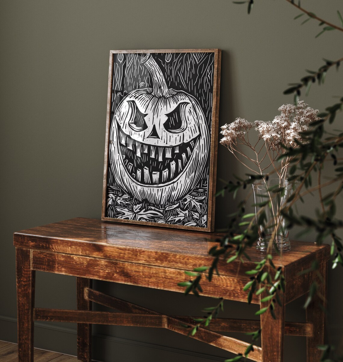 Halloween Painting Linocut Print Halloween Decor, Jack-o'lantern ...