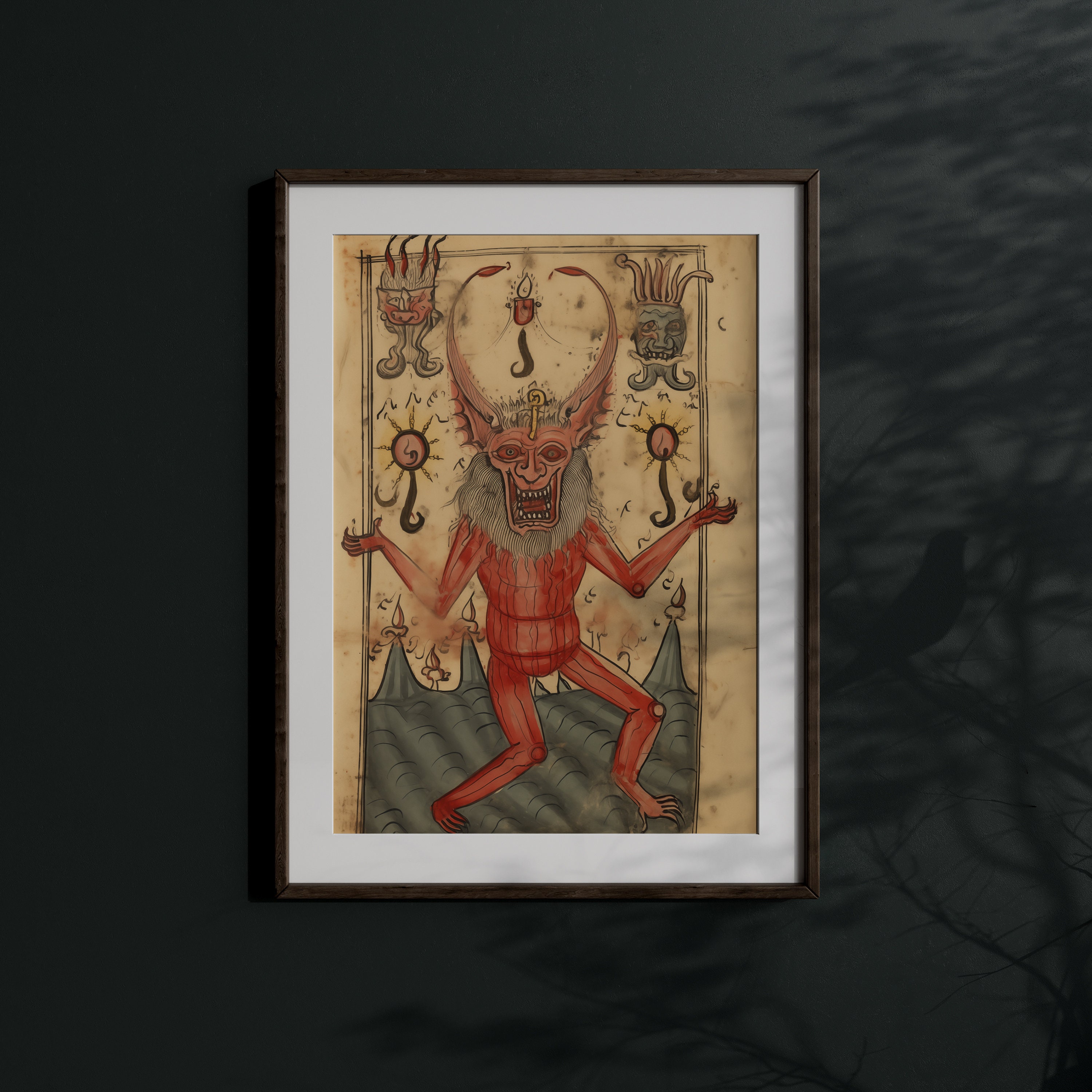 Medieval Devil Red Devil, Medieval Art, Gothic Decor - Etsy