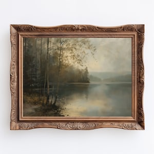 Moody Lake | Scenic Countryside Landscape Wall Art, Rustic Old European ...