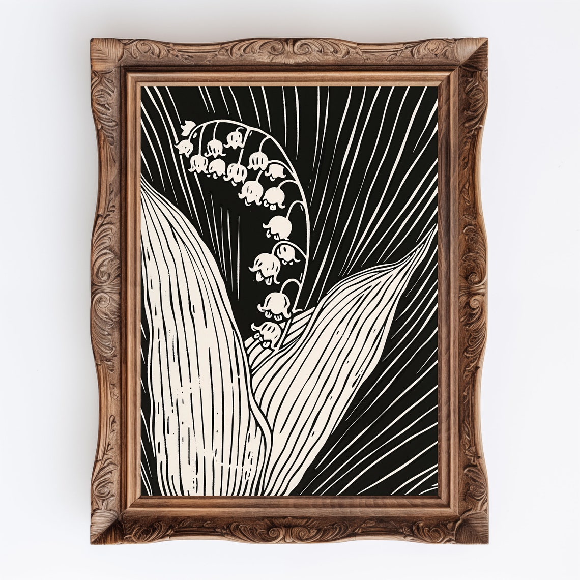 Lily Linocut Herbarium Lily of the Valley Art Linocut, Coquette Room ...