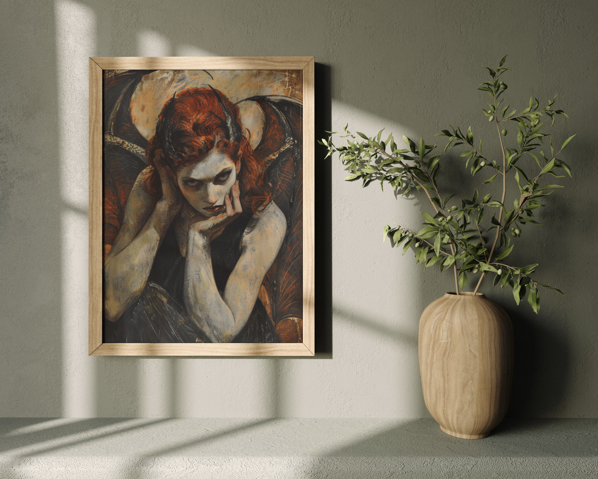 Lilith Redhead Painting: Moody Divine Feminine Art (digital Download ...