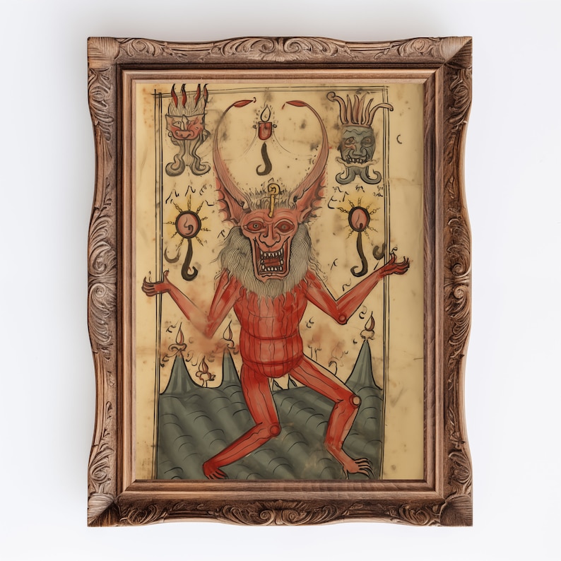 Medieval Devil Red Devil, Medieval Art, Gothic Decor - Etsy