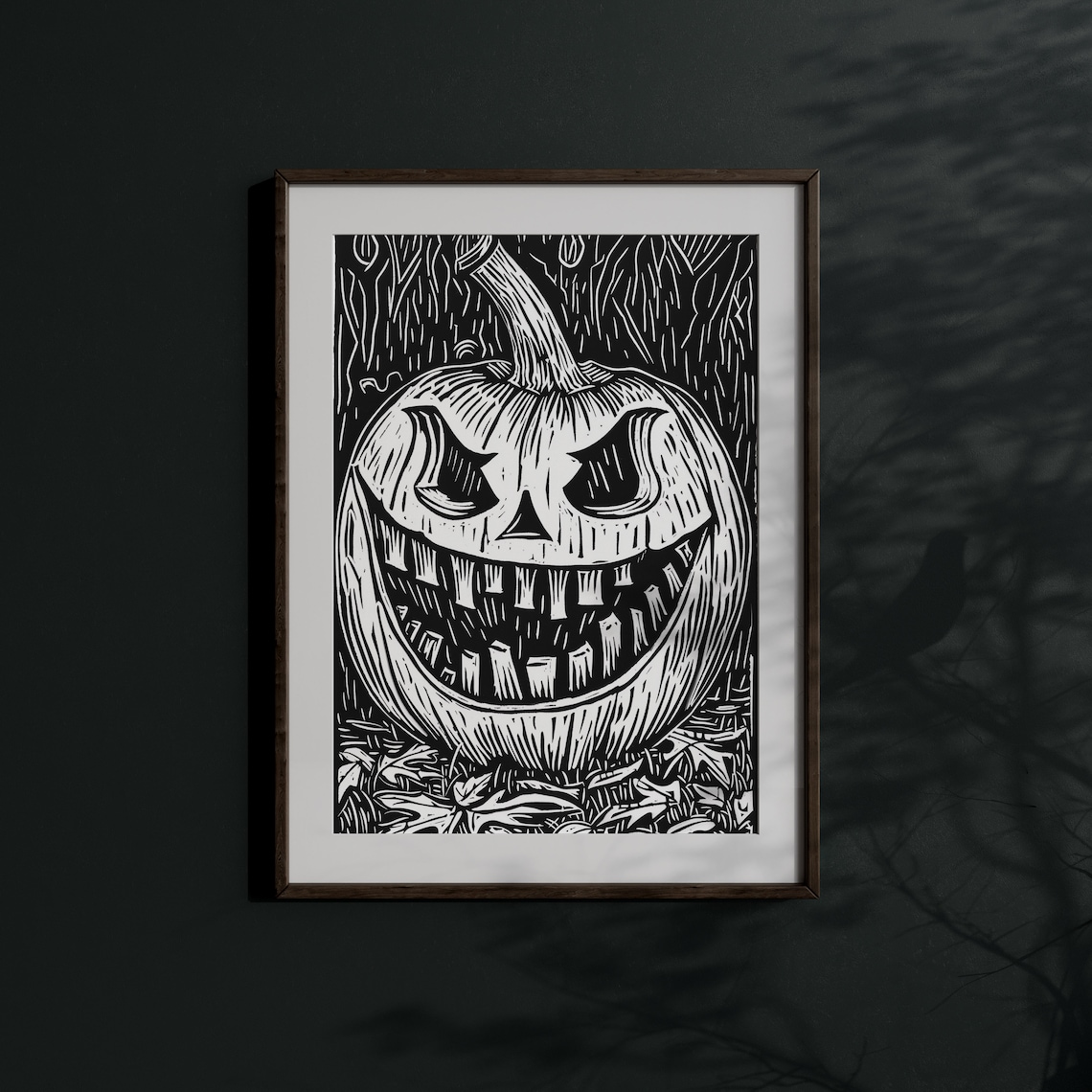 Halloween Painting Linocut Print Halloween Decor, Jack-o'lantern ...