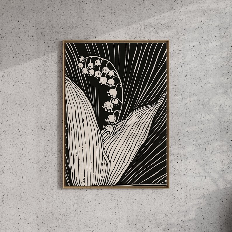 Lily Linocut Herbarium Lily of the Valley Art Linocut, Coquette Room ...