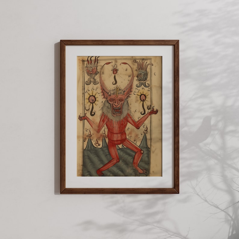 Medieval Devil Red Devil, Medieval Art, Gothic Decor - Etsy