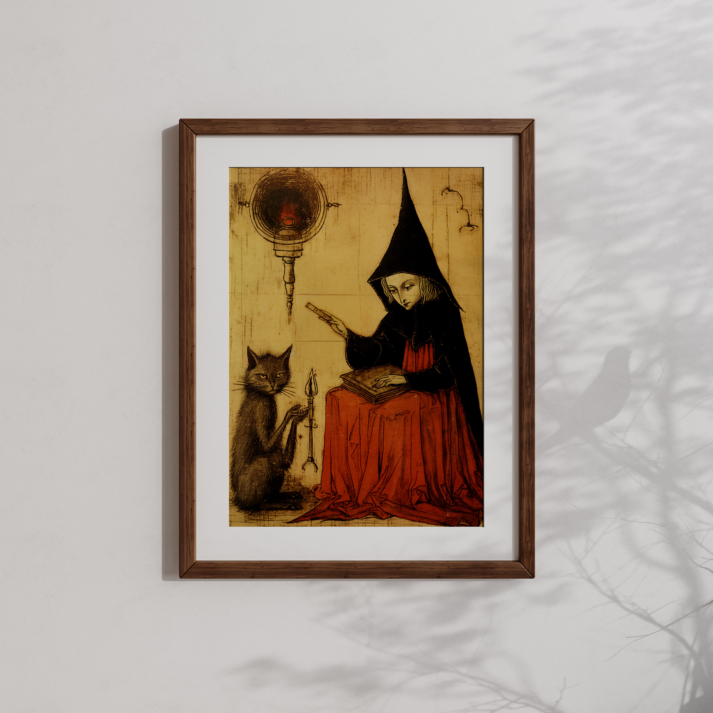 Witch and Cat Black Witch, Medieval Art, Goth Decor, Satanic Witch ...