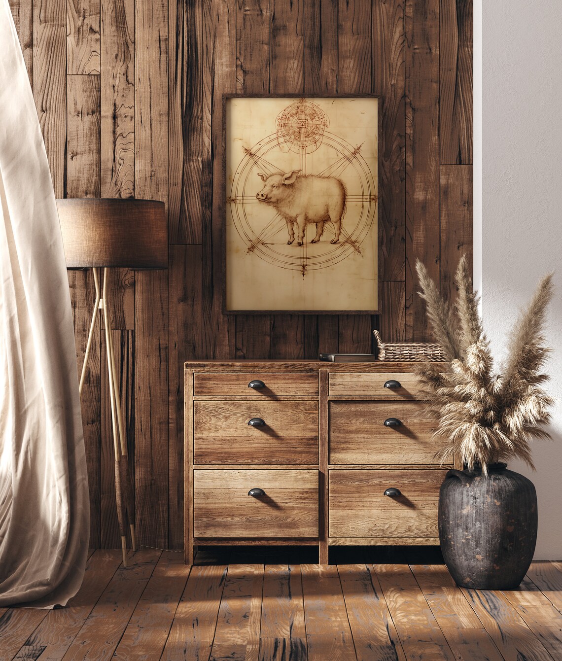 Vitruvian Pig | Leonardo Da Vinci Inspired, Renaissance Print, Pig Art ...