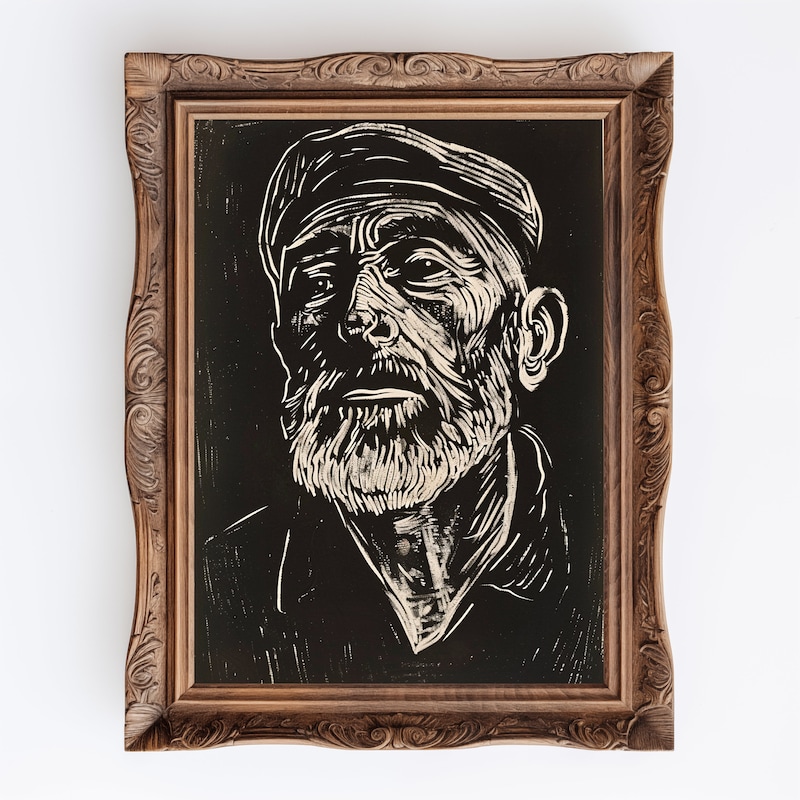 Linocut Portrait - Etsy