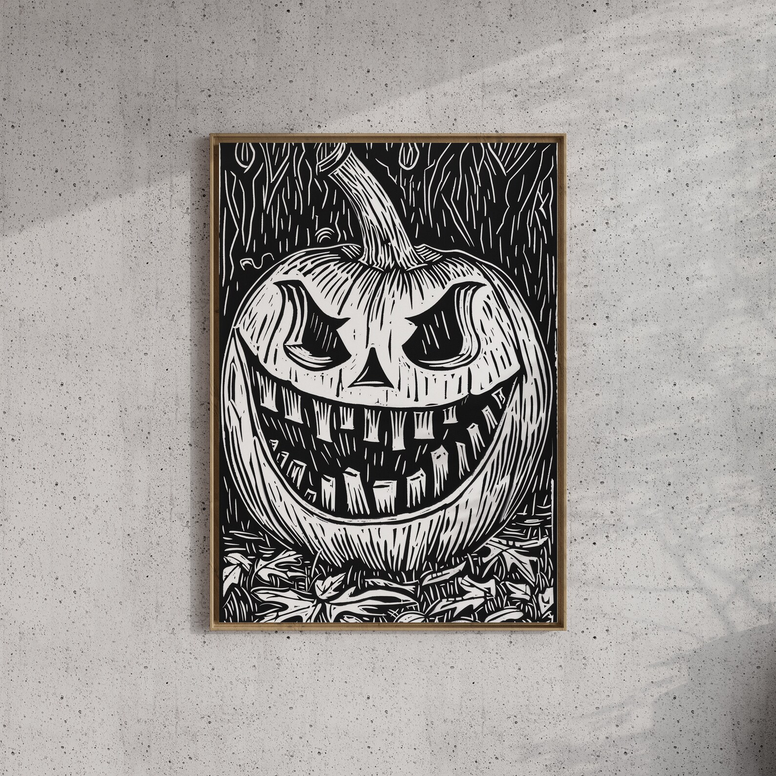 Halloween Painting Linocut Print Halloween Decor, Jack-o'lantern ...