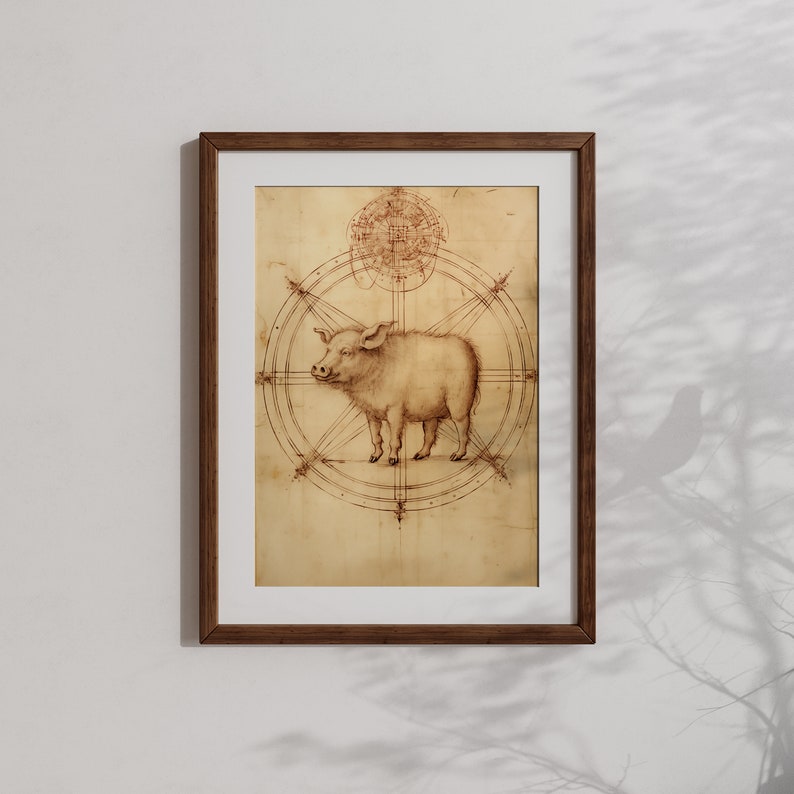 Vitruvian Pig | Leonardo Da Vinci Inspired, Renaissance Print, Pig Art ...