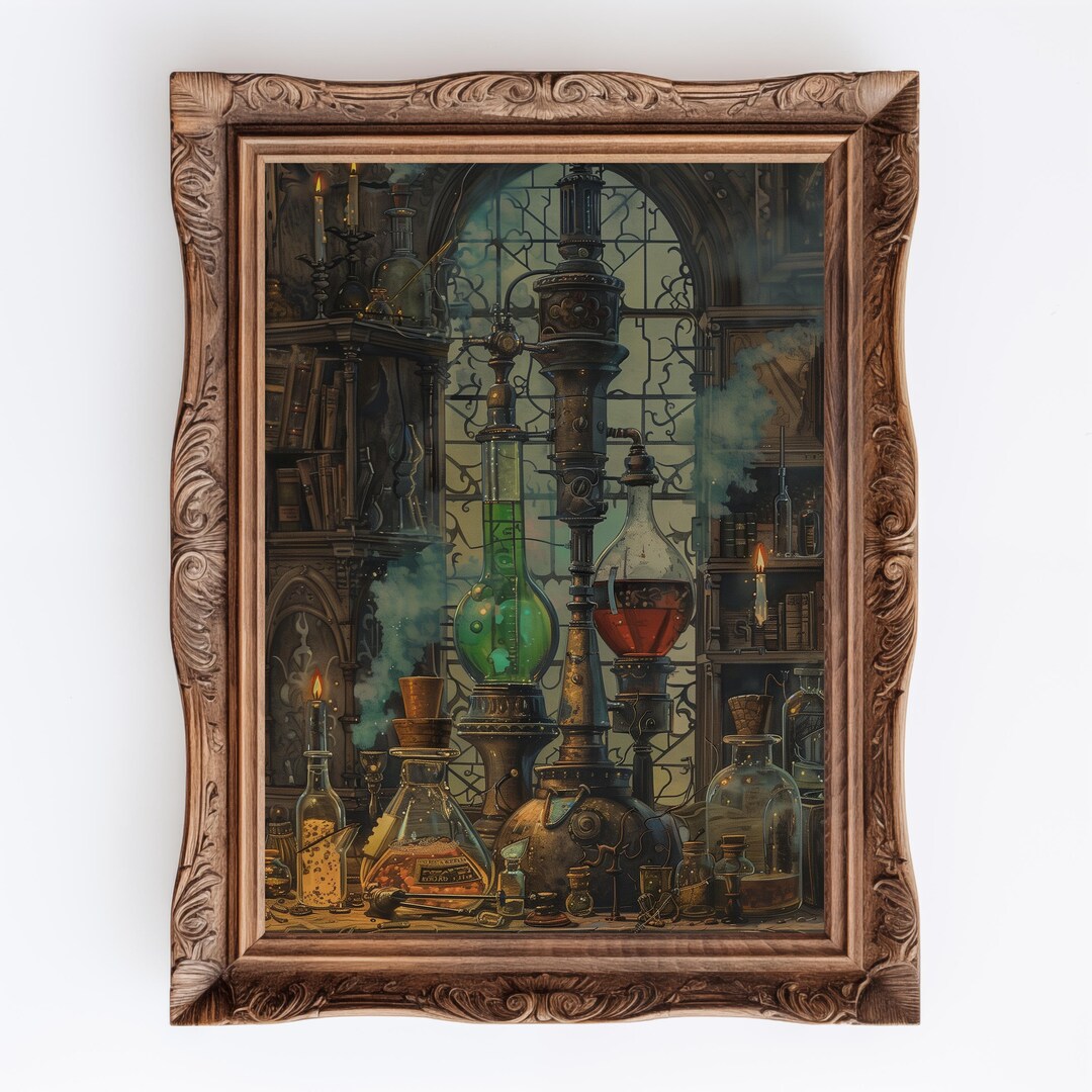 Elixir Crafting | Witch Home Decor Halloween Print, Antique Alchemy ...