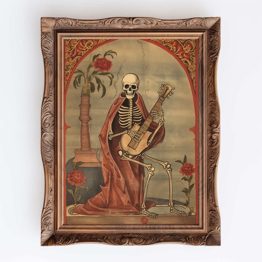 Bard | Medieval Art, Skeleton Print, Goth Decor, Dark Academia - Etsy