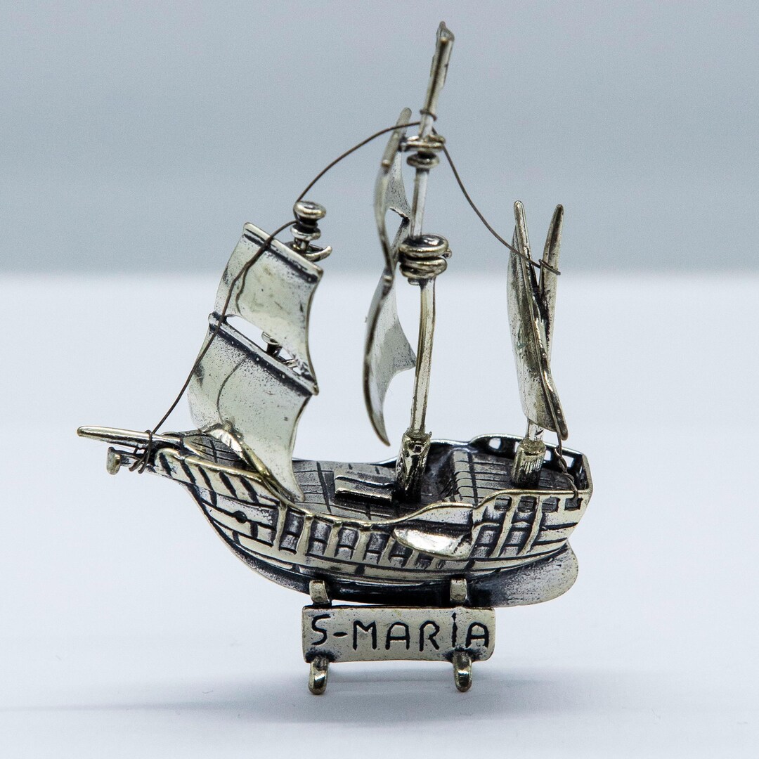 Miniature Model of Christopher Columbus' Ship Santa Maria, in Sterling ...